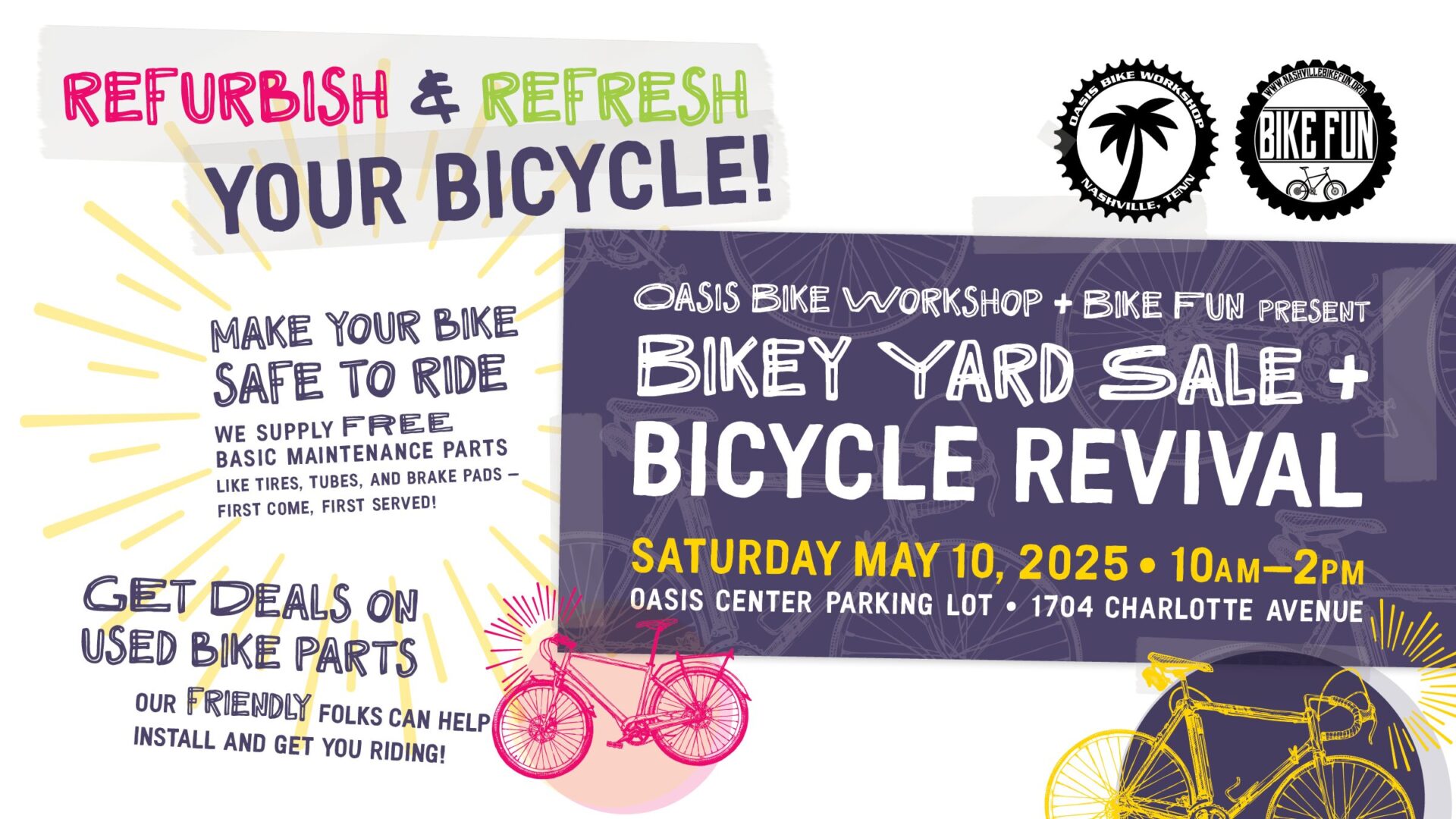 Oasis Bike Workshop Yard Sale & Bike Fun Bicycle Revival - May 2025 ...